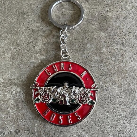 Jewelry | 52 Guns And Roses Double Sided Medallion Keychain 80s Music ...